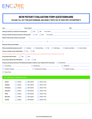 Fillable Online Pediatric Medical Questionnaire New Patient Evaluation ...