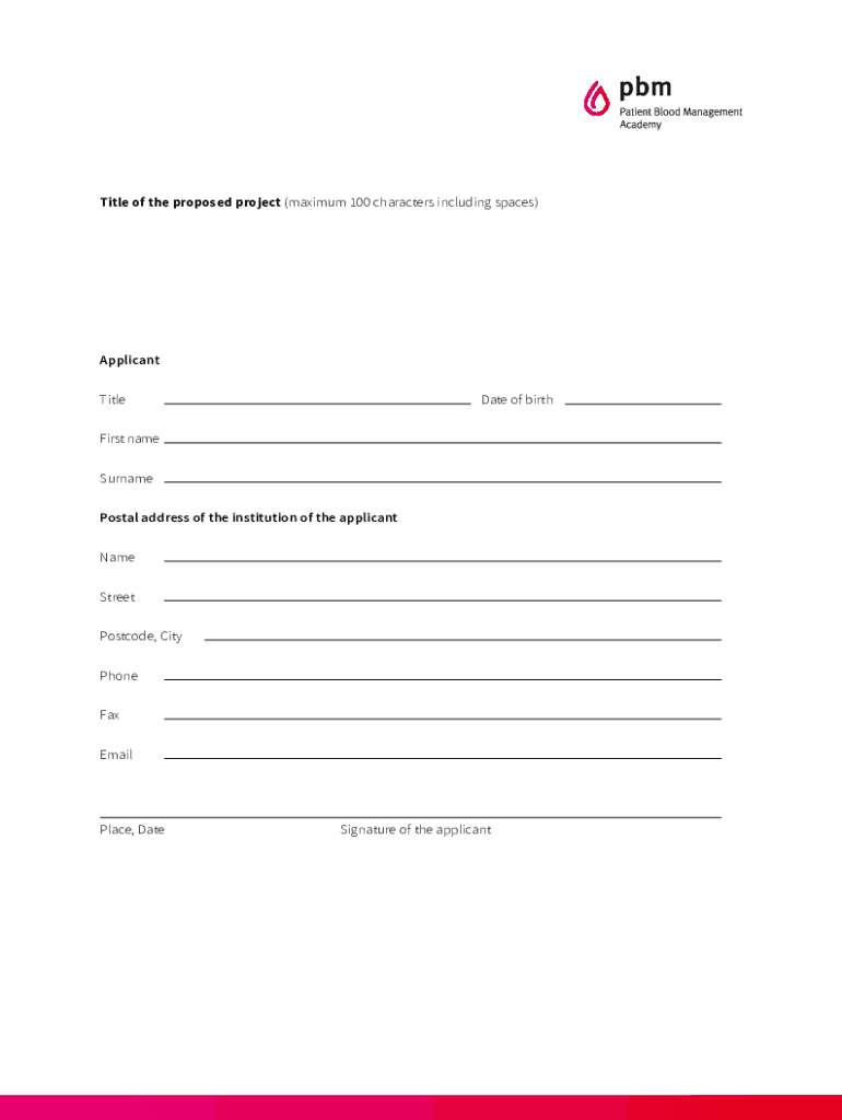 Fillable Online Application form - pbm Academy Fax Email Print - pdfFiller