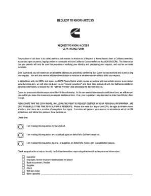 Fillable Online Cummins - CCPA Intake Form - Request to Know/Access ...