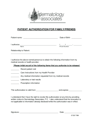 Fillable Online Authorization to Release PHI to Family Members or ...