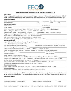 Fillable Online Pediatric History Template Fax Email Print - pdfFiller