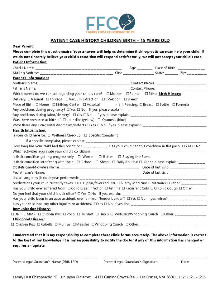 Fillable Online Pediatric History Template Fax Email Print - pdfFiller