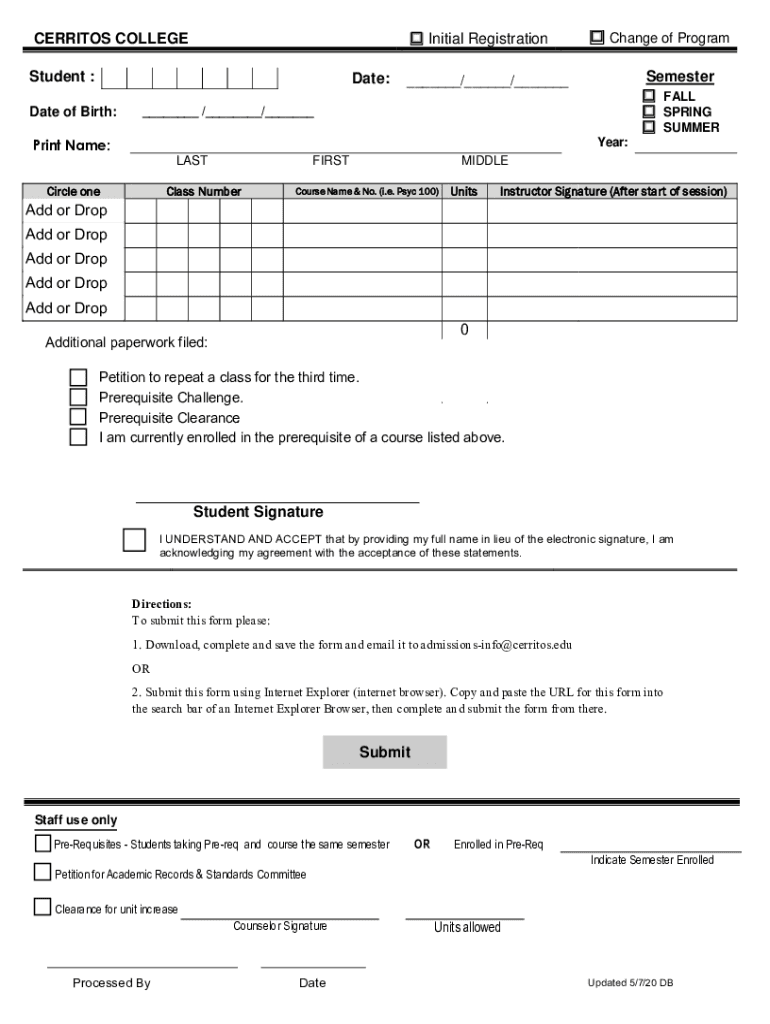 Fillable Online Preferred Name Change Form - Cerritos College Fax Email Print - pdfFiller