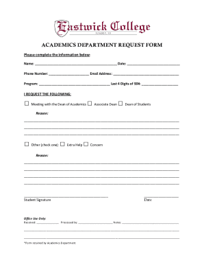 Fillable Online ACADEMICS DEPARTMENT REQUEST FORM Fax Email Print ...
