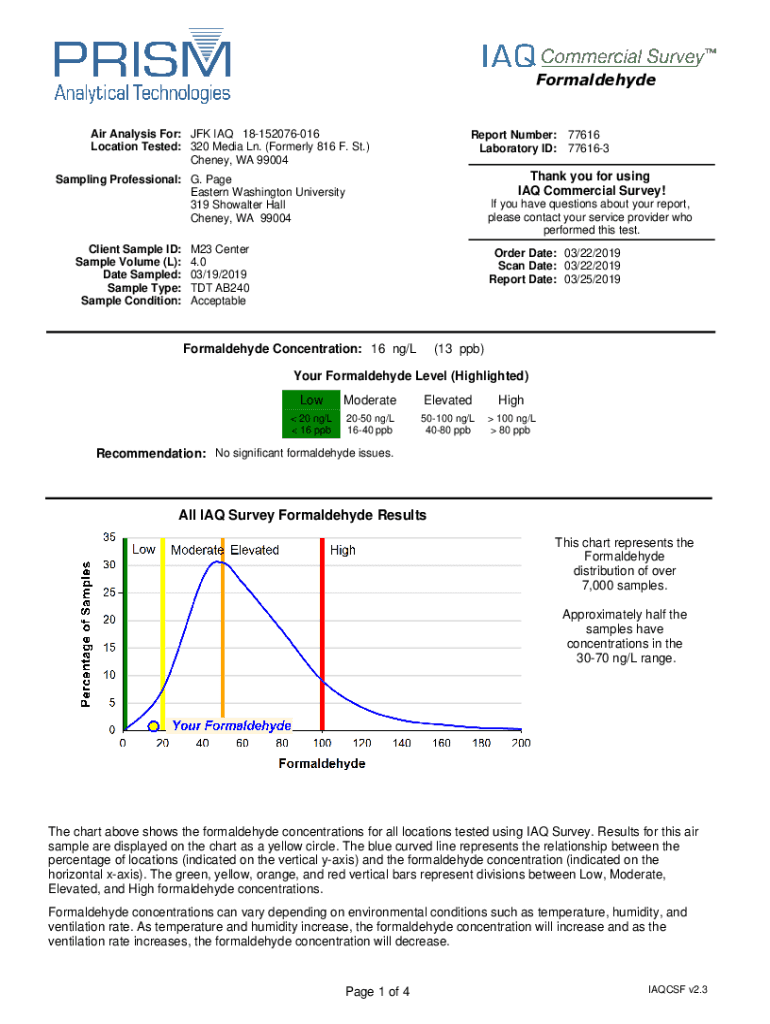 Fillable Online Air Analysis For: JFK IAQ 18-152076-016 Fax Email Print ...