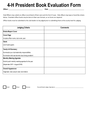 Fillable Online 4-H President Book Evaluation Form - Iowa State ...