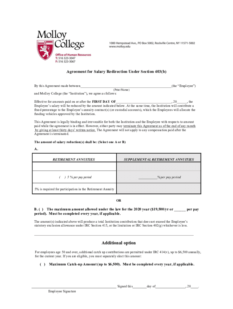 Fillable Online Molloy Salary Redirection Form 2020.docx Fax Email ...