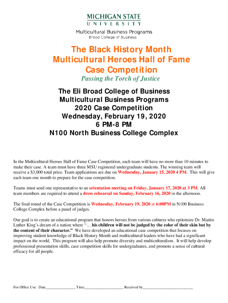 Fillable Online The Black History Month Multicultural Heroes Hall of ...