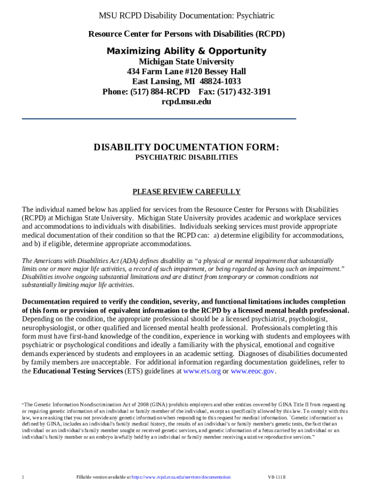 Mobility & Motoric Disabilities Documentation Doc Template | pdfFiller