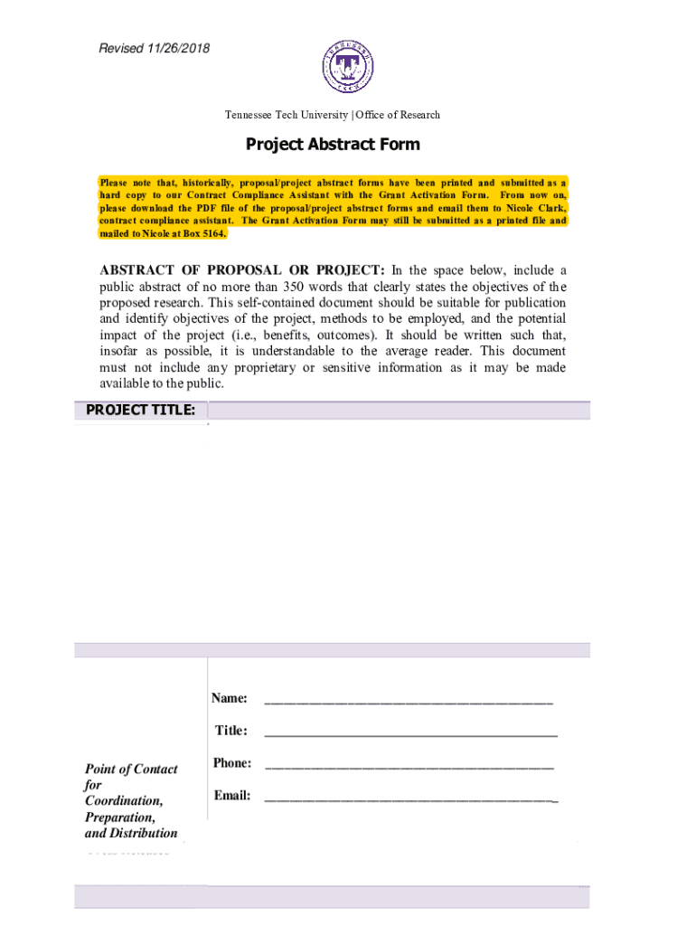 Fillable Online Proposal Abstract Form Fax Email Print - pdfFiller
