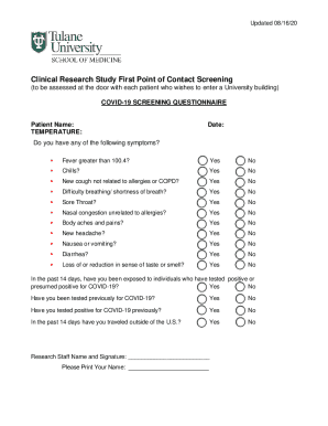 Fillable Online Clinical Research Study First Point of Contact ...
