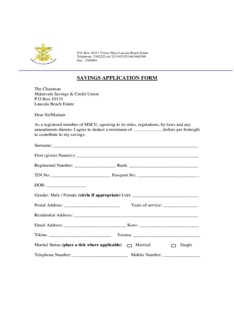 Mataivalu Savings Loan Form - Fill Online, Printable, Fillable, Blank | pdfFiller