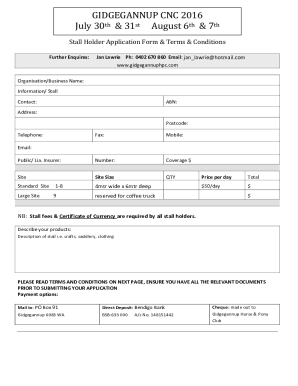 Fillable Online Stall Holder Application FormTerms & Conditions Fax Email Print - pdfFiller