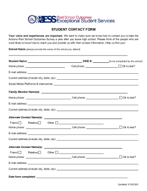 Fillable Online Sample Student Contact Form Fax Email Print - pdfFiller
