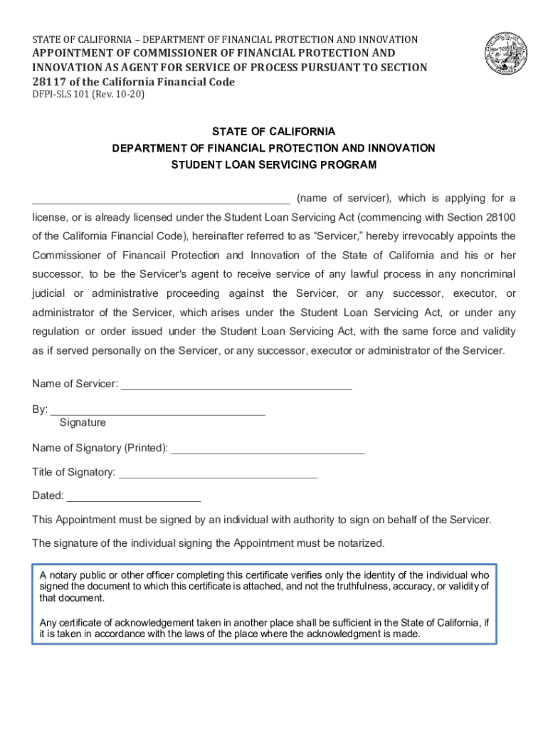 Fillable Online Form DBO-SLS101 Download Fillable PDF or Fill Online ...