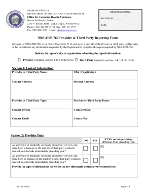 Fillable Online dhhs nv NRS 439b.760 provider third party reporting ...