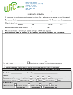 Fillable Online Complaint Form Spanish Fax Email Print - pdfFiller