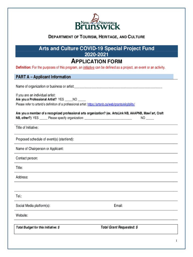 Fillable Online www2 gnb Arts, Culture and Heritage Fund (ACHF) - City Of Windsor Fax Email ...