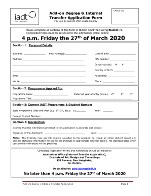 Fillable Online Application FormsIADTApplication for Transfer of Job ...