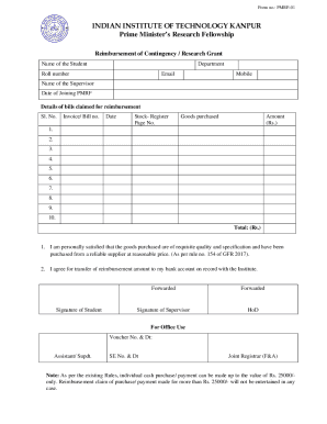 Fillable Online iitk ac PMRF contingency form-revised.doc Fax Email ...