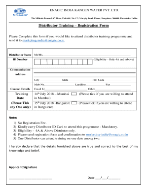 Fillable Online Registration form - Enagic India Fax Email Print ...