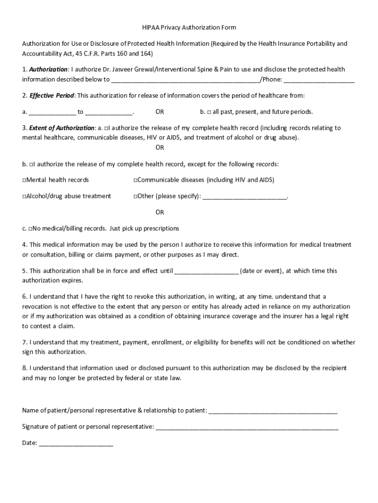 Fillable Online HIPAA Authorization Form (WordPDF)A Decision Tool ...