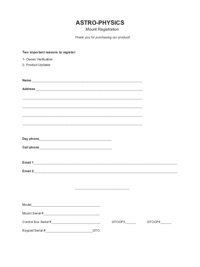 Fillable Online Astro-Physics 1100GTO German Equatorial Mount with Absolute ... Fax Email Print ...