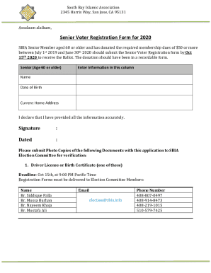 Fillable Online SBIA Senior Registration Form 2020.docx Fax Email Print ...