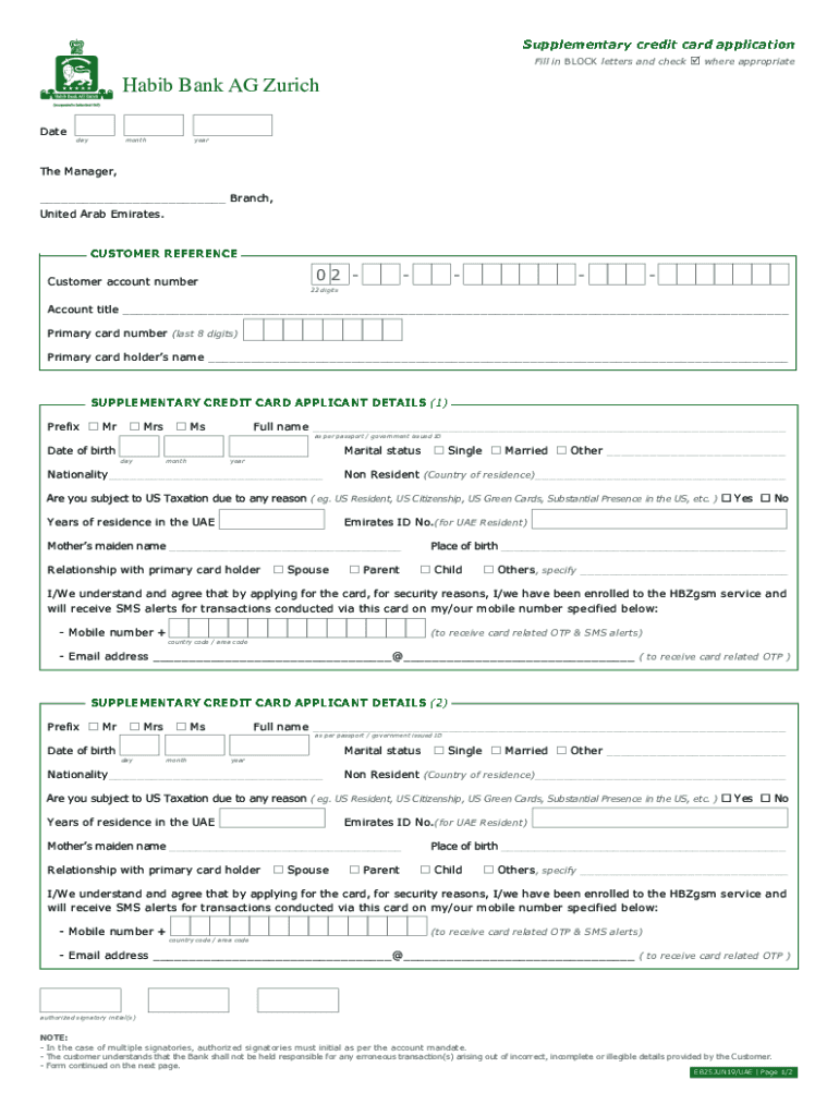Fillable Online Supplementary Card Application Form ... - Public Bank ...