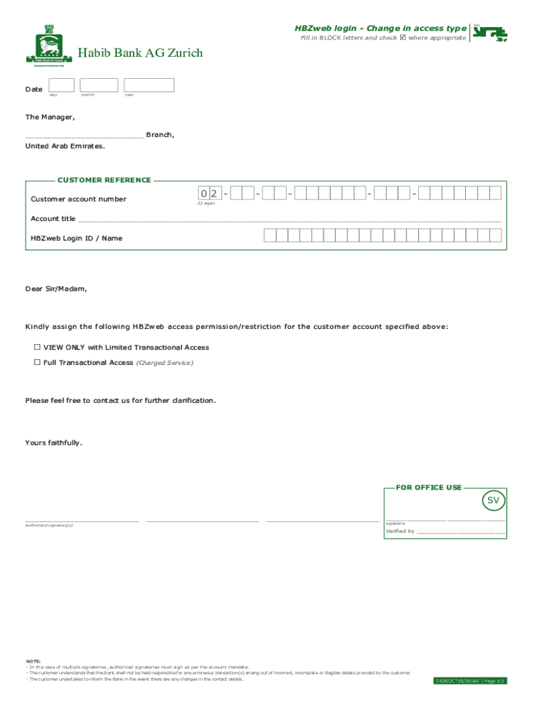 Fillable Online hPLUS Login - Habib Bank AG Zurich Fax Email Print ...
