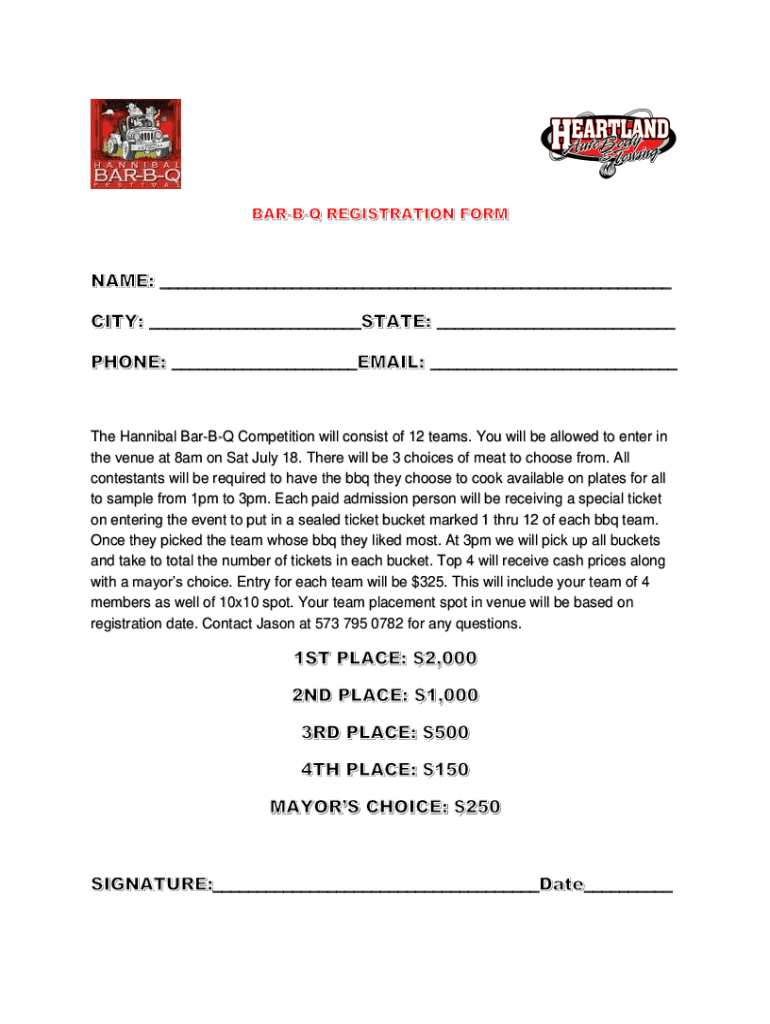 Fillable Online PDF 2020 BBQ Entry Application Form - City of Bartlett ...