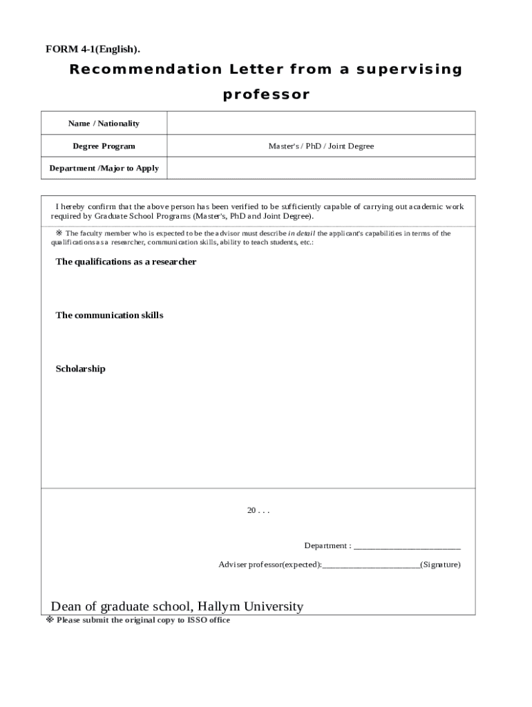 Graduate School Recommendation Letter From Professor Doc Template | pdfFiller