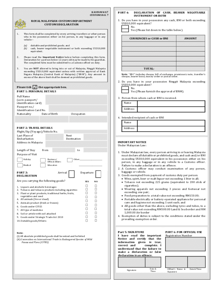Fillable Online Jabatan Kastam Diraja Malaysia - customs.gov.my Fax ...