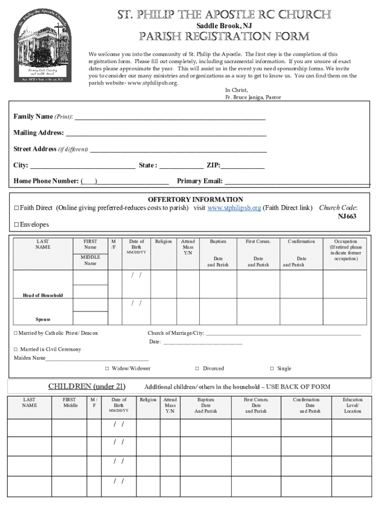 Fillable Online St. Philip the Apostle - Saddle Brook Created bySt. Philip Fax Email Print ...