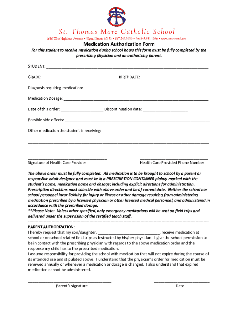 Fillable Online Medication Authorization Form - priorlake-savage.k12.mn.us Fax Email Print ...