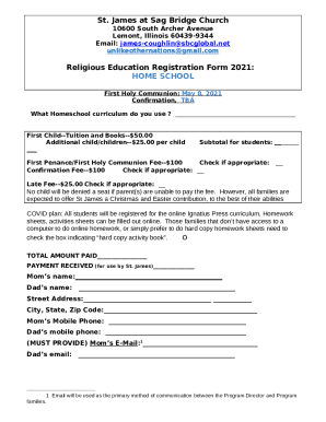 Religious Education Registration 2021: Doc Template | pdfFiller