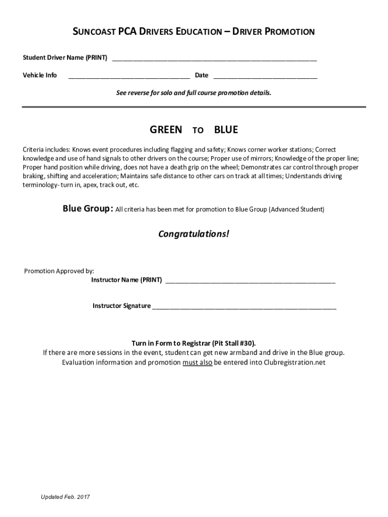 Fillable Online Suncoast PCA Drivers Education Promotion Form Fax Email ...