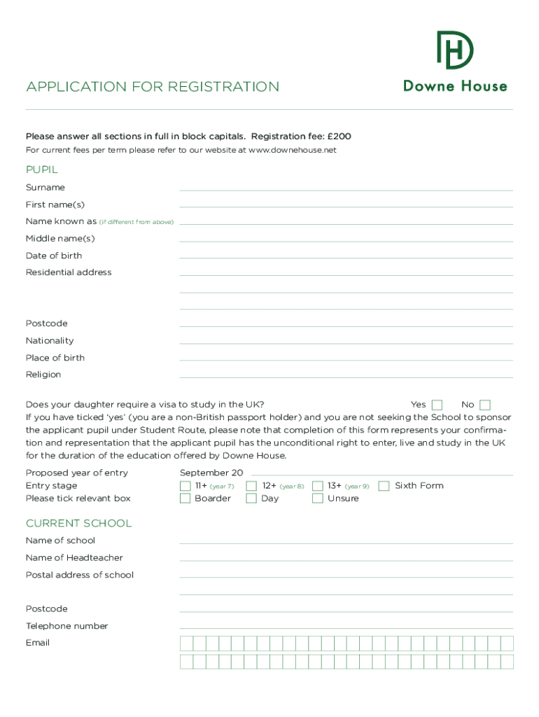 Fillable Online Registration Form - Benenden School Fax Email Print - pdfFiller