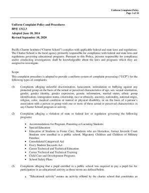 Fillable Online 10+ Uniform Complaint Policy and Procedure Templates in ...