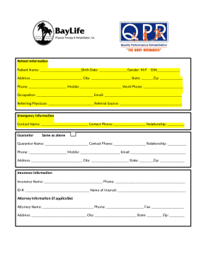 Fillable Online QPR Intake FORMS Fax Email Print - pdfFiller