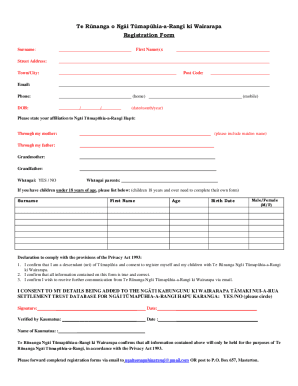 Fillable Online tumapuhia org Hapu Registration Form Fax Email Print ...