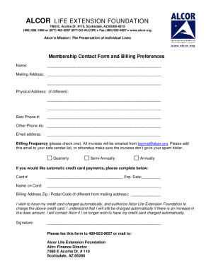 Fillable Online Alcor Life Extension Foundation Company ...