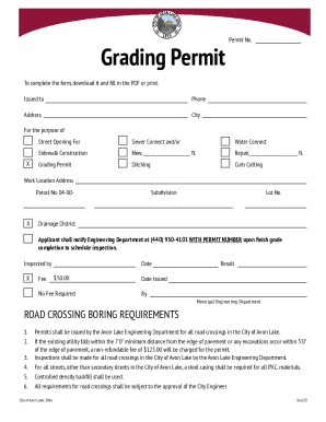 Fillable Online Grading Permit Fillable 080620 Fax Email Print - pdfFiller