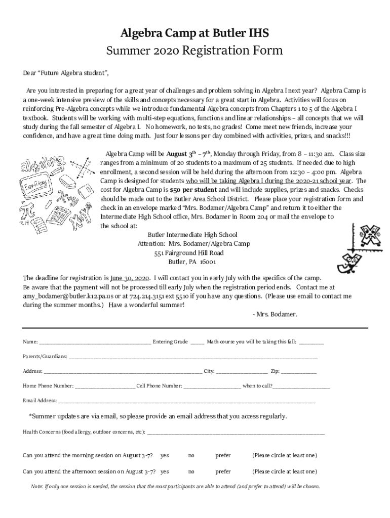 Fillable Online Home - Intermediate High School - Butler Area School ...