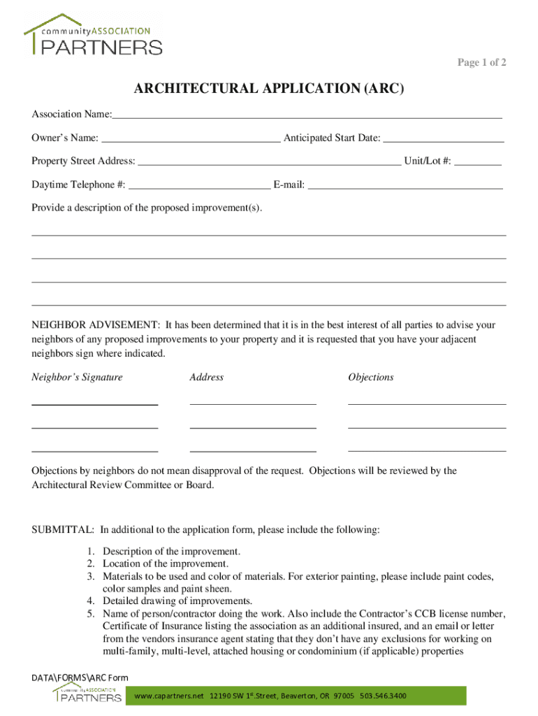 Fillable Online ARC Form Updated-BAH Fax Email Print - pdfFiller