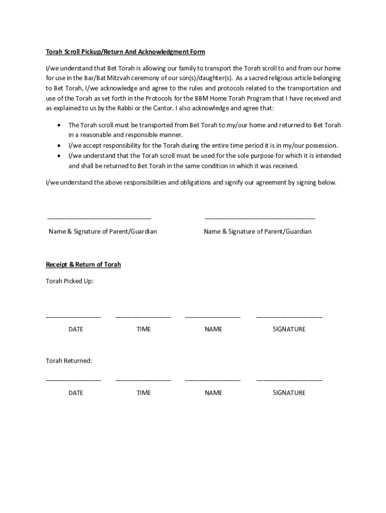 Fillable Online 08-20-20Torah Scroll Acknowledgment & Log out-In Form- Final for Distribution ...