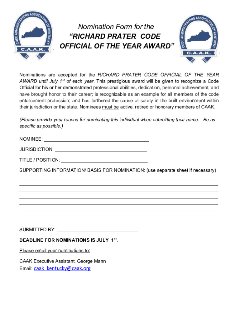 Fillable Online Awards Nomination Form TemplateJotFormAward Nomination ...