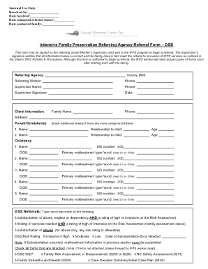 Fillable Online Intensive Family Preservation Referring Agency Referral ...
