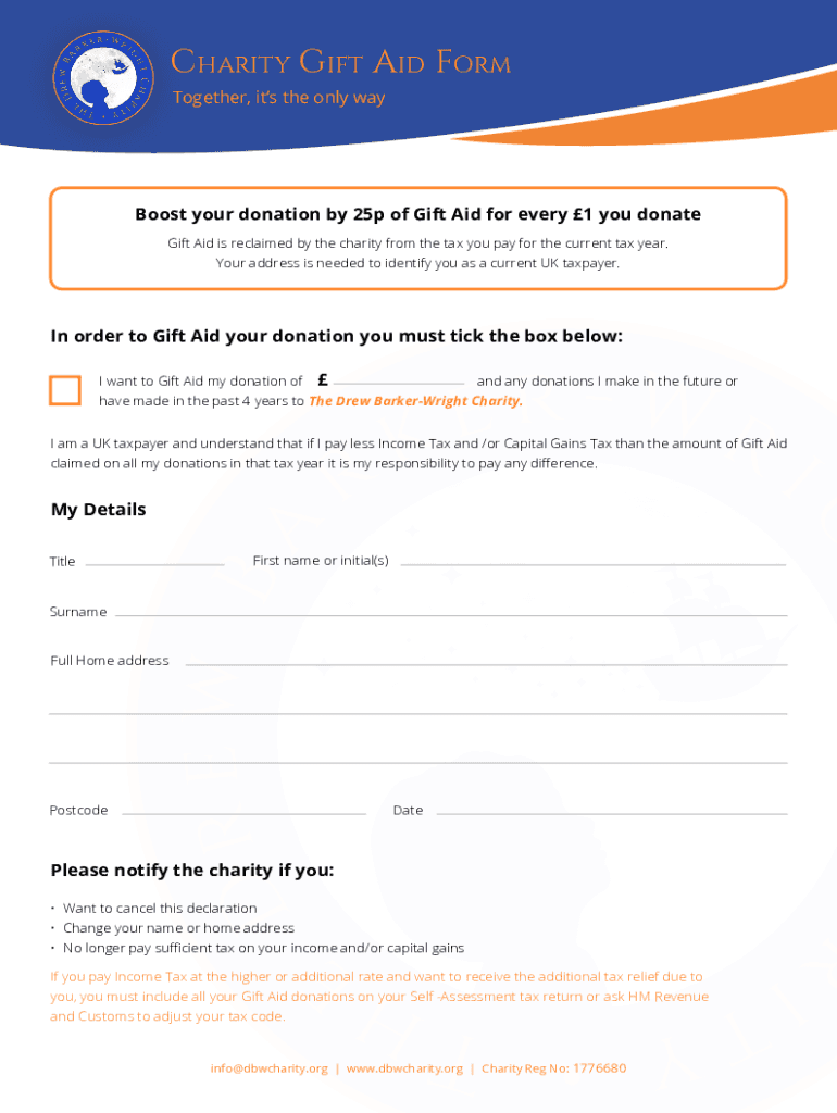 Fillable Online Charity Gift Aid Form Fax Email Print - pdfFiller