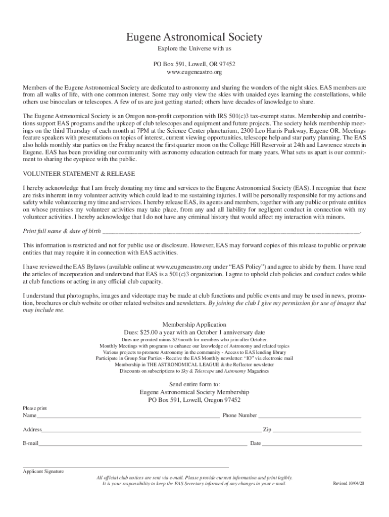 Fillable Online EAS membership form (revised) Fax Email Print - pdfFiller